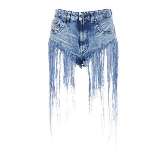 Diesel | Shorts | Diesel Blue Fivepocket Shorts With Fringes On The ...